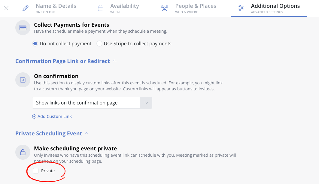 Make A Scheduling Event Link Private – Calendar