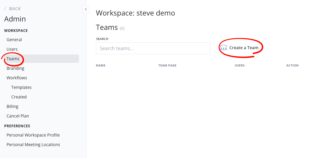 Create A Team / Add Members – Calendar